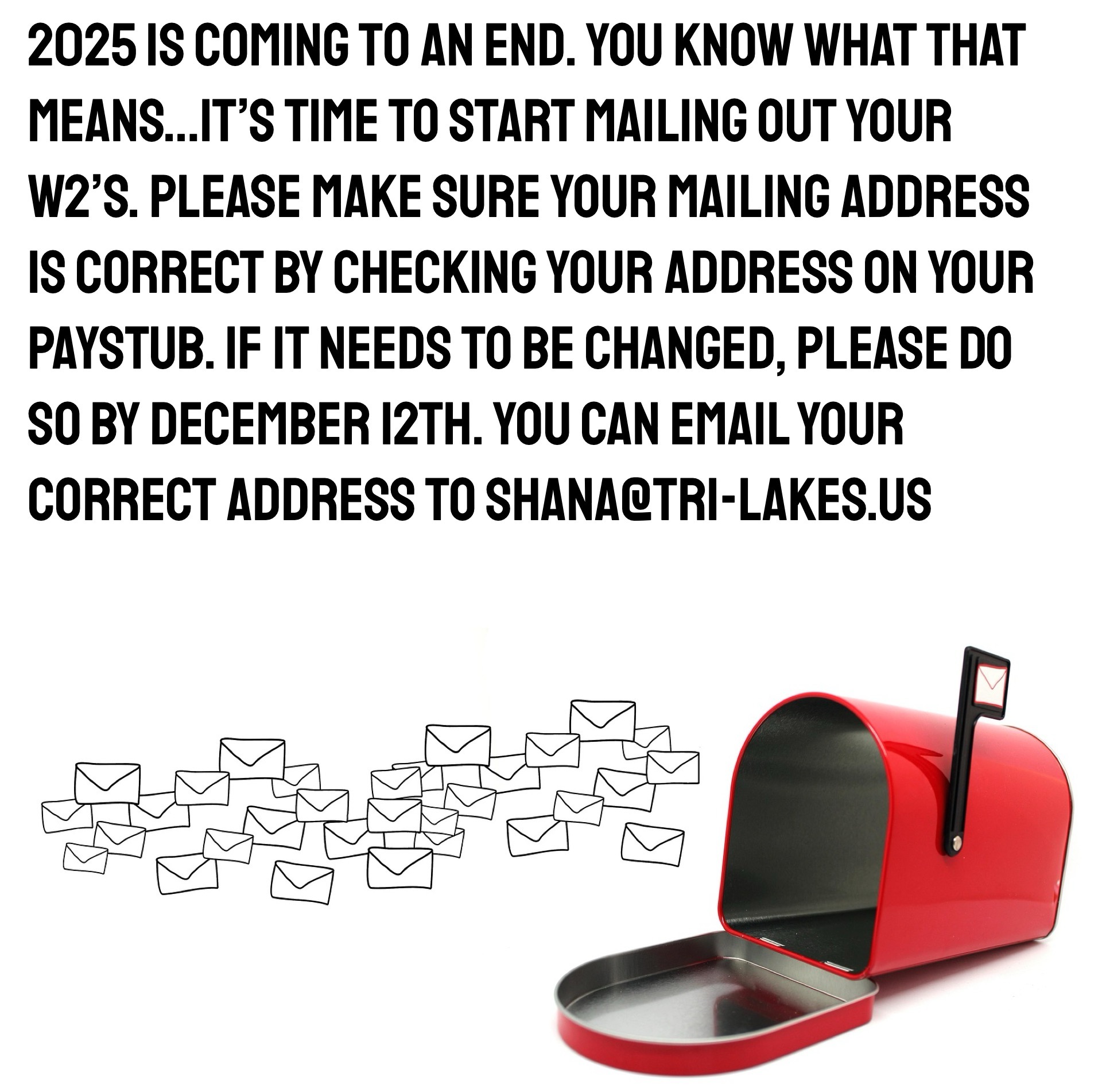 Announcement: Update Your Address – Tri-Lakes Services, Inc.